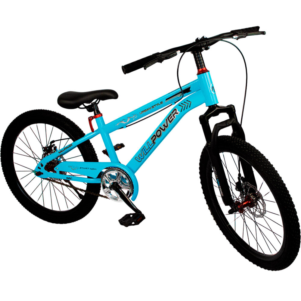 Велосипед детский WILLPOWER двухколесный, размер 22, голубой