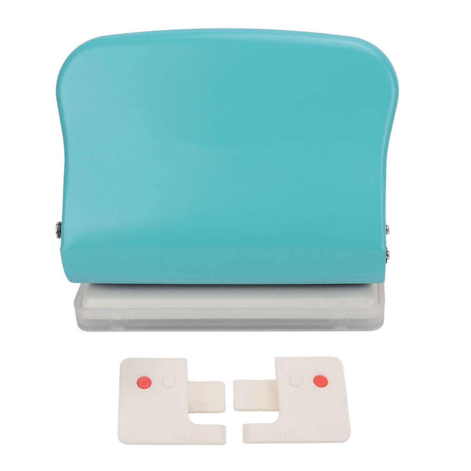 Дырокол металлический корпус с заостренным краем пластиковая накладка ручной на 10 отверстий для переплета светло-синий