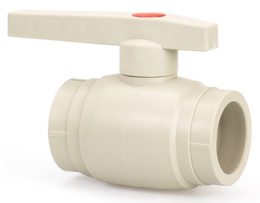 Кран шаровый для воды Lammin / Ламмин прямой, полипропилен, серый, диаметр трубы 50мм / запорная арматура