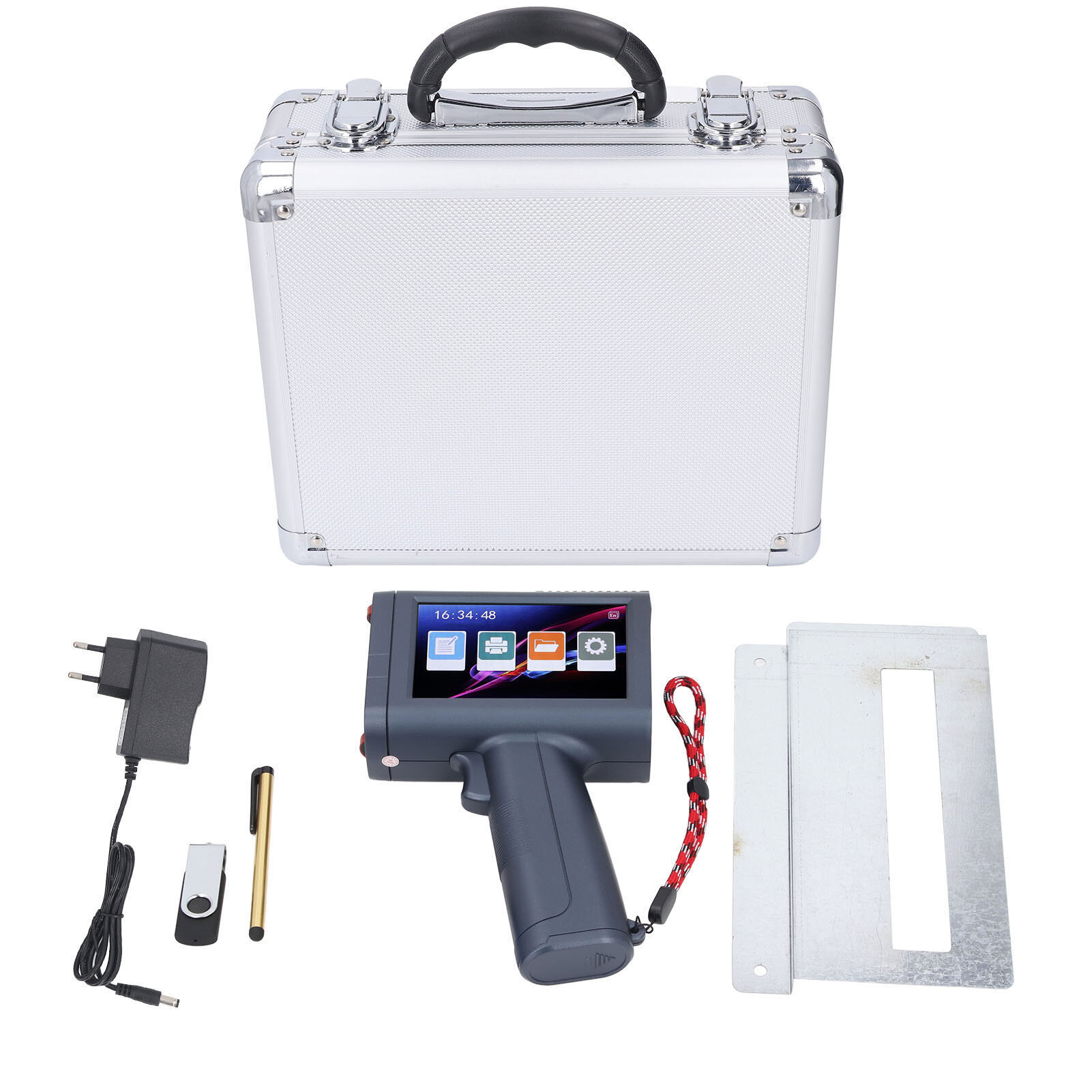 Портативный ручной принтер, синий, 12,7 мм, 4,3-дюймовый HD-сенсорный экран, ручной струйный принтер, вилка европейского стандарта, 100‑240 В