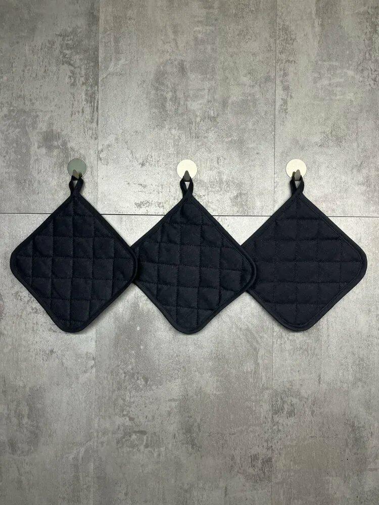 Прихватки Nice Melissa, текстиль, 180х180см, набор 3шт, чёрные
