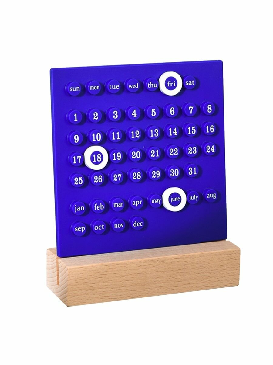 Деревянный детский календарь, сделай сам, ручной, для развития навыков планирования, вечный календарь для домашнего декора, синий