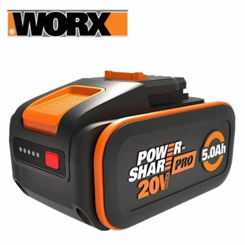 Аккумулятор WORX WA3645 20V 5Ач, защита от перезаряда и глубокого разряда, индикатор заряда, высокая производительность для электроинструмента