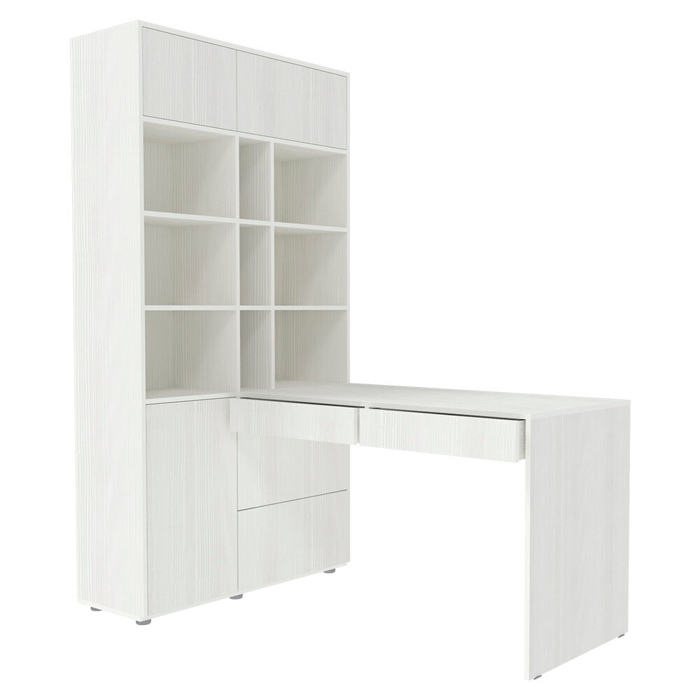 Стол письменный со стеллажом 1000 Белое Дерево Белое Дерево