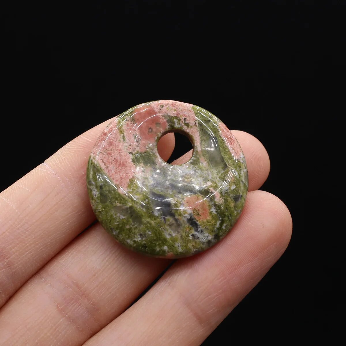 Бусины из розового кварца, агата и аметиста 30 мм Unakite