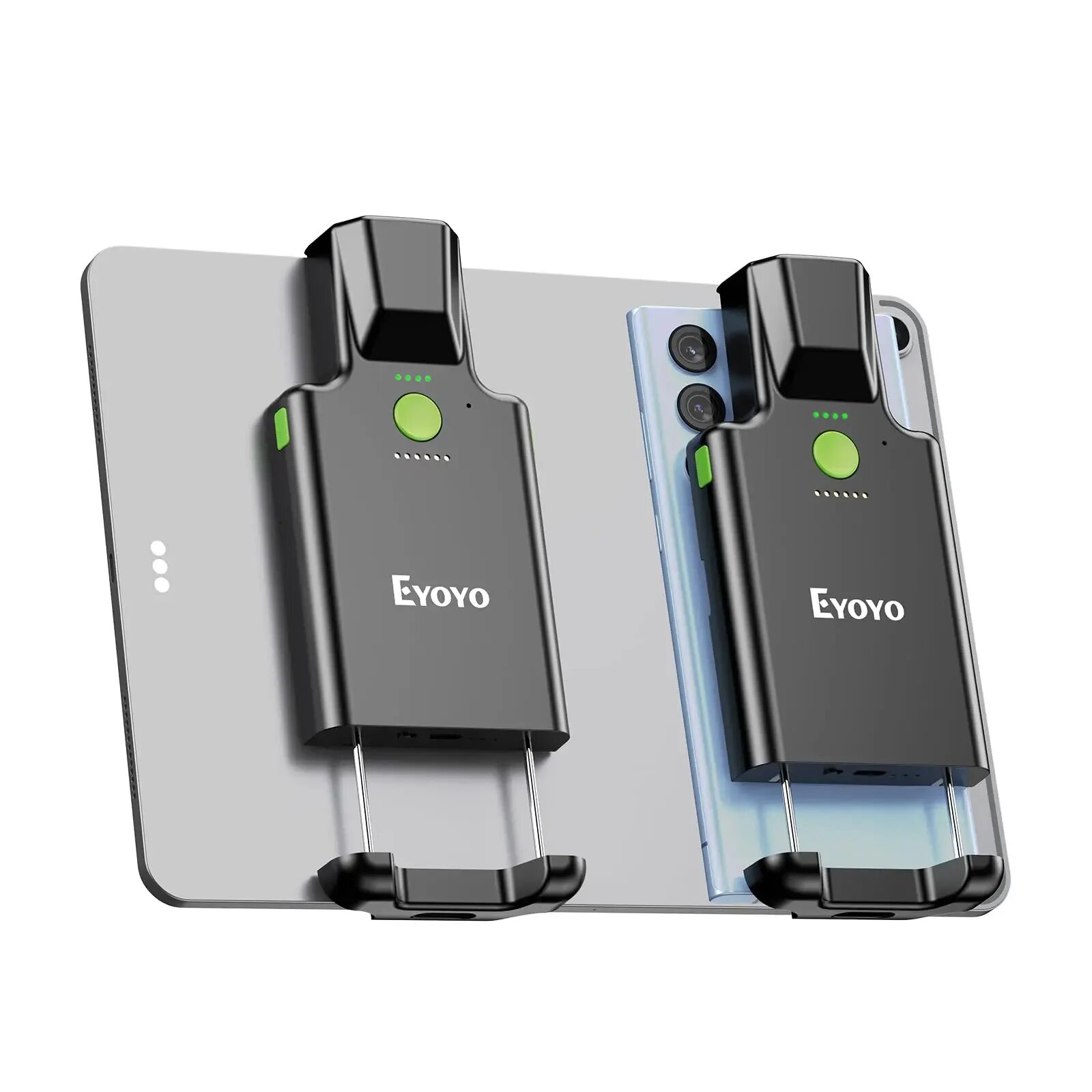 Eyoyo EY-036Plus Беспроводной Bluetooth 1D и 2D сканер штрих-кода QR с задним зажимом, с индикатором уровня мощности, перезаряжаемая батарея 3000 мАч, 1pc Scanner-Green