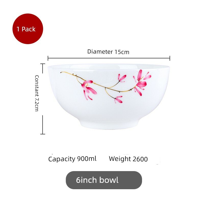 Чаша из костяного фарфора, миска для риса, одиночная обеденная чаша, керамическая миска для лапши, суповая миска,