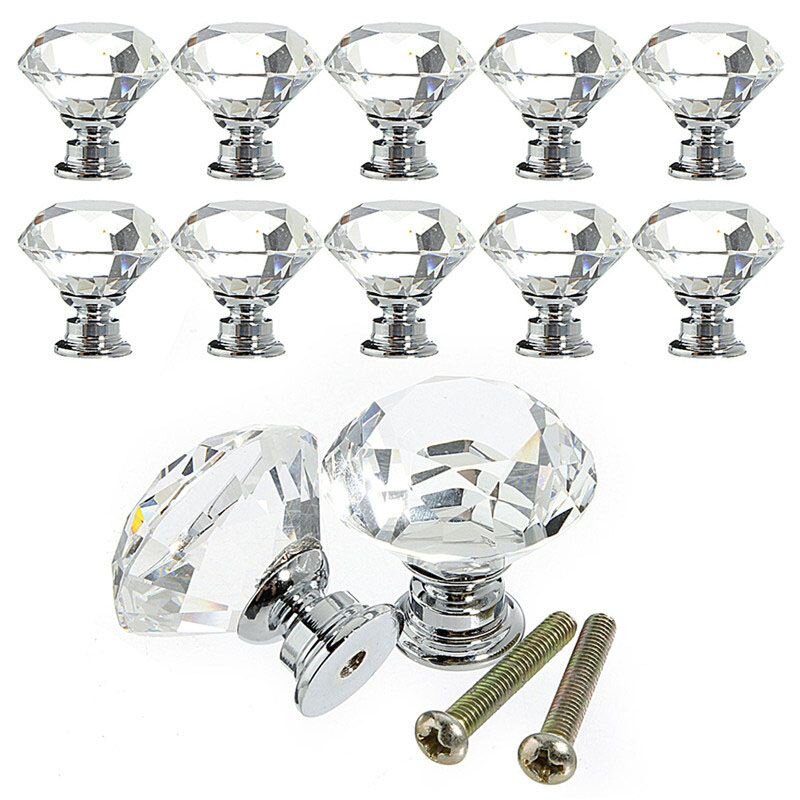 Ручка для шкафа crystal glass, 10 шт, форма для ящиков, прозрачный