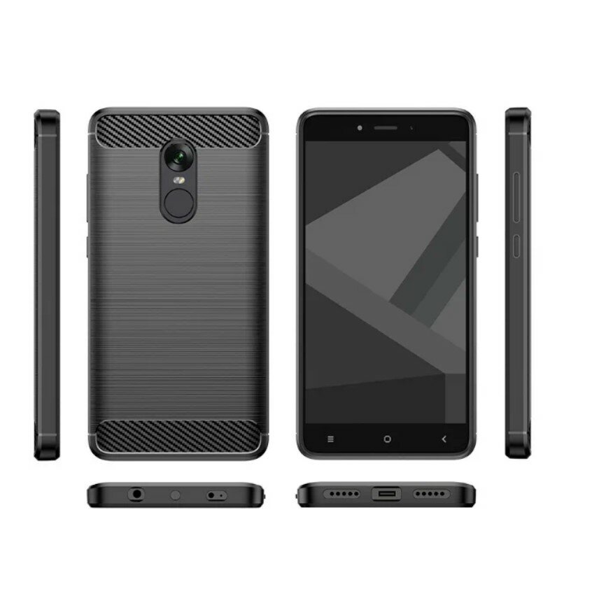 Чехол панель-бампер MyPads Carbon из тончайшего и прочного силикона для Xiaomi Redmi Note 4X под карбон черный