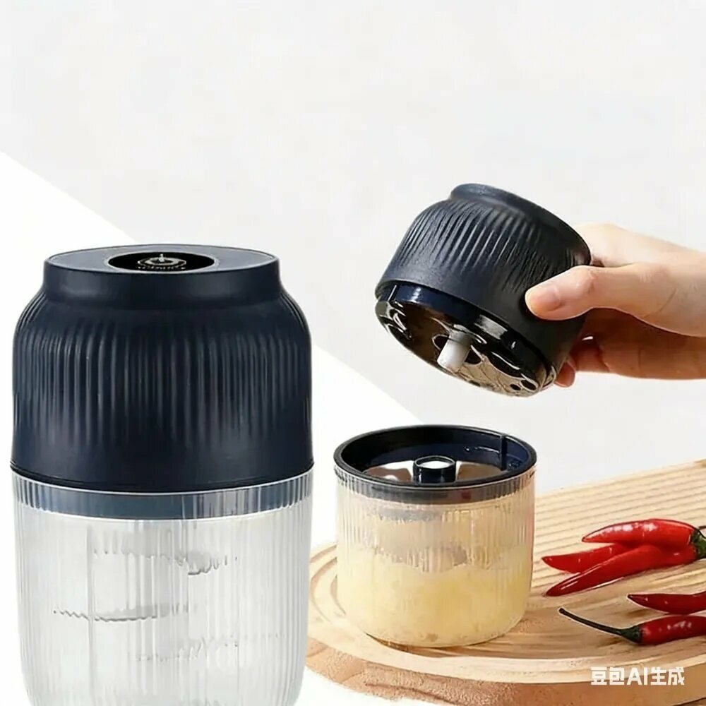 Беспроводной мини измельчитель еды 400 мл, Измельчитель кухонный электрический / Пресс для чеснока / Дробилка