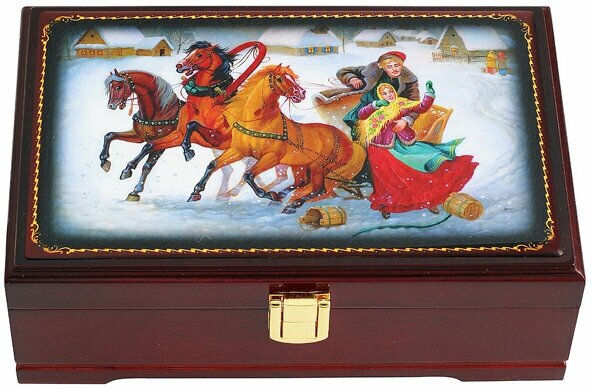 Шкатулка подарочная с зеркалом Метелица, дерево, декупаж, 19х12х7см