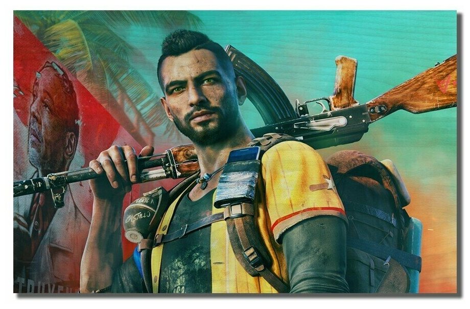 Картина интерьерная на дереве, рисунок игра Far Cry 6 5401 Г 60х40