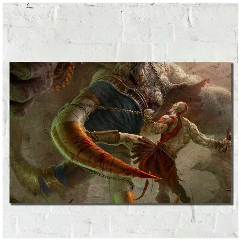 Картина интерьерная на рельефной доске, рисунок ОСП игра God Of War Восхождение - 11668