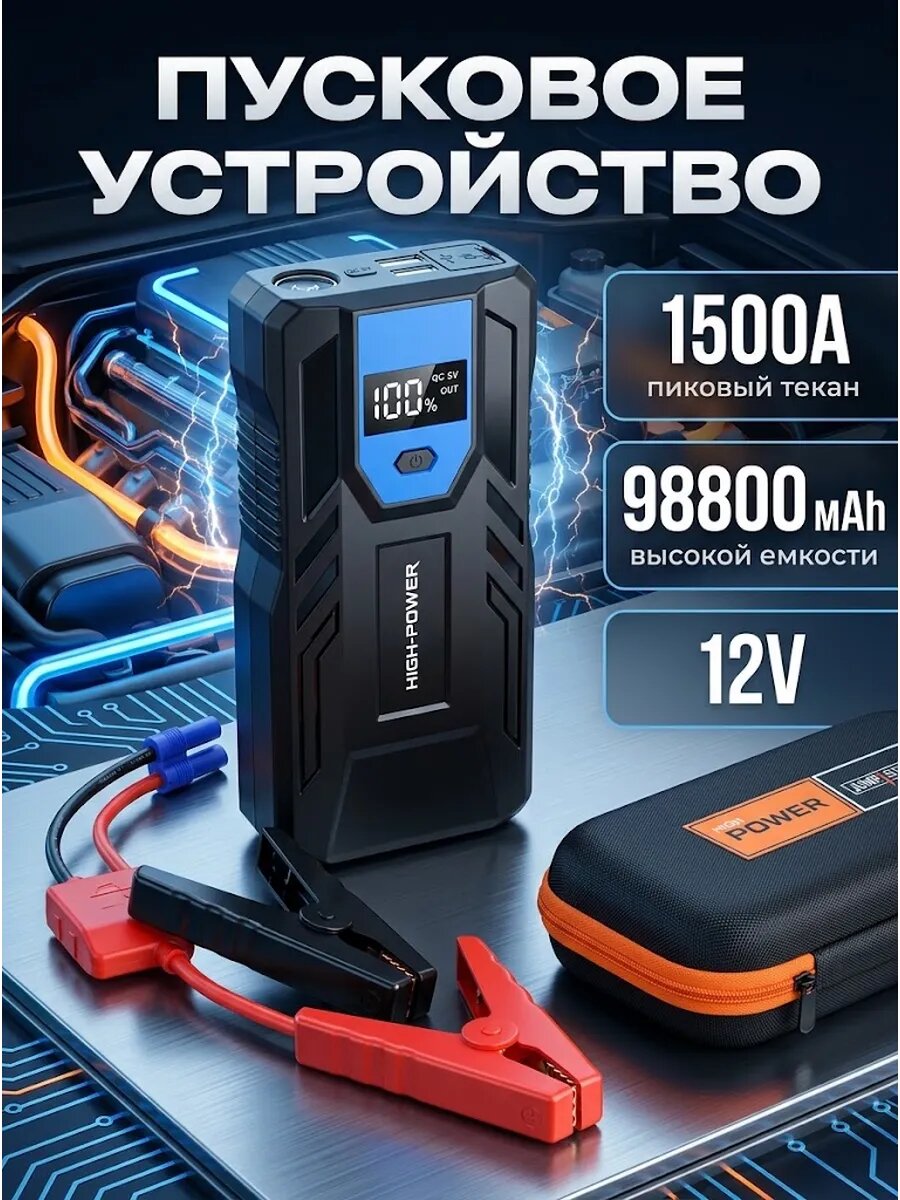 Устройство пуско-зарядное бустер 99800 мАч 1500 A