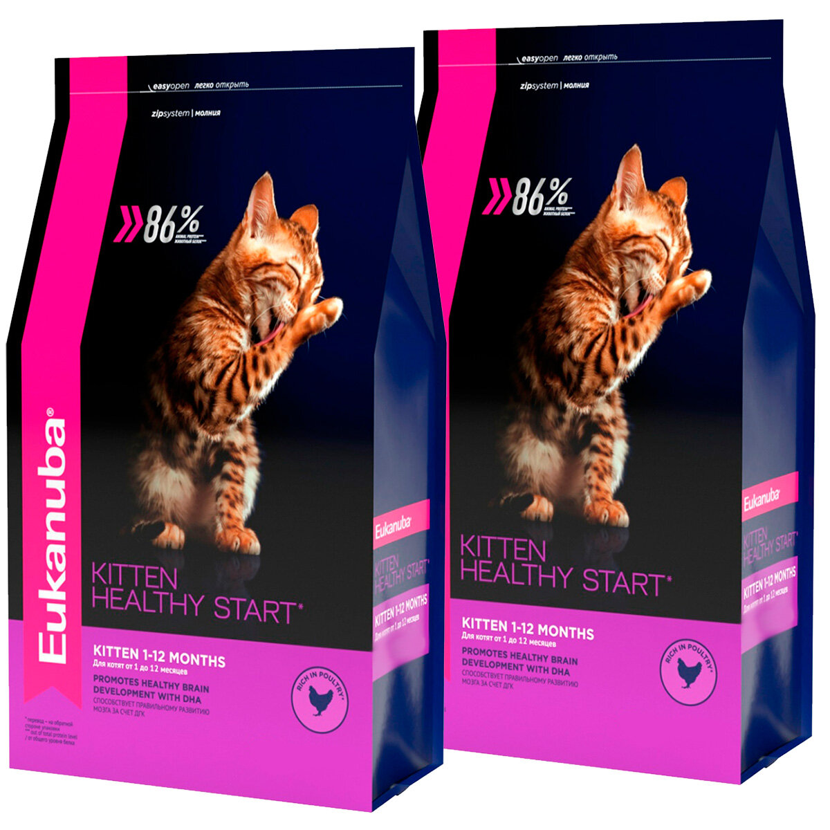 EUKANUBA KITTEN HEALTHY START для котят с птицей (2 + 2 кг)