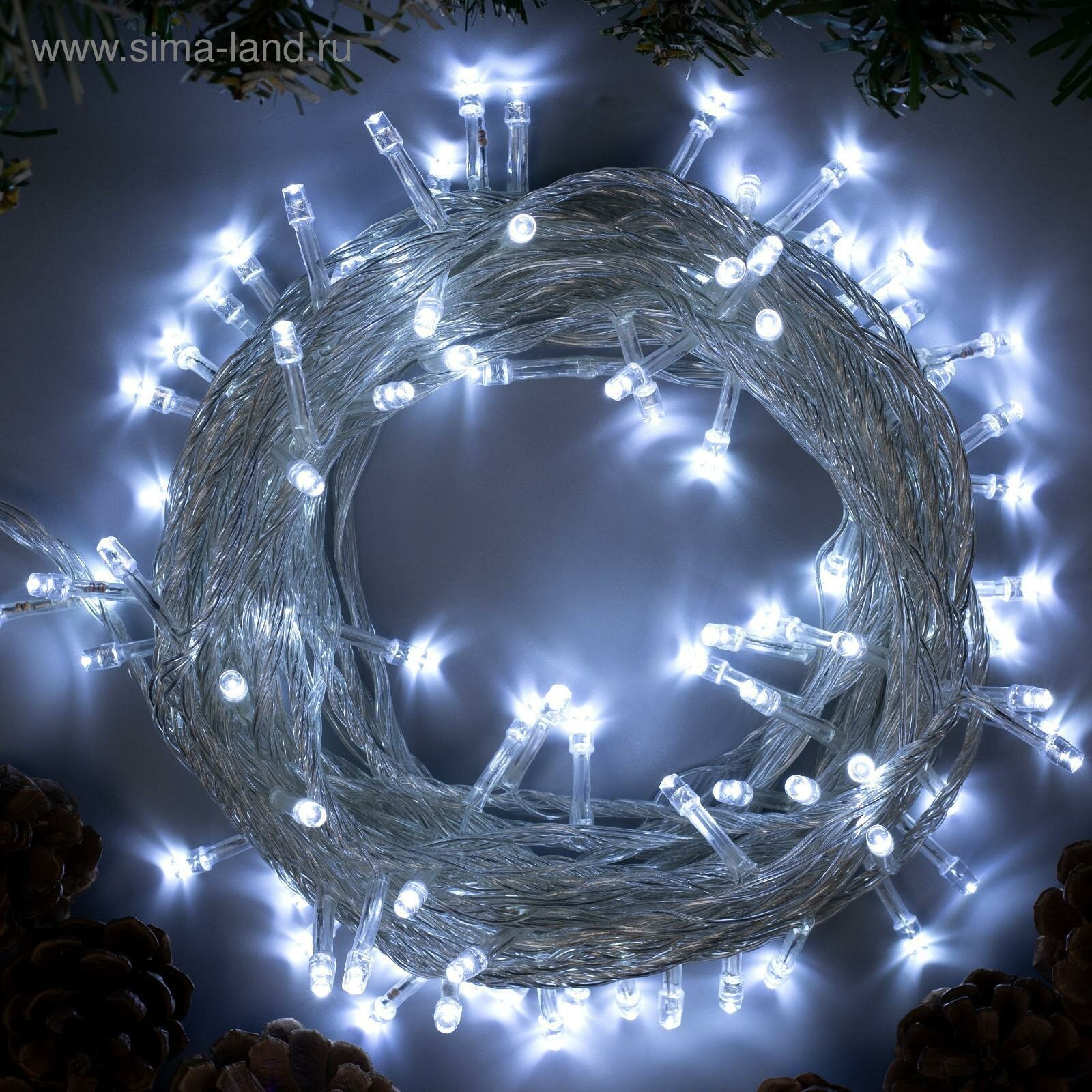 Гирлянда «Нить» 10 м, IP20, прозрачная нить, 100 LED, свечение белое, 8 режимов, 220 В, 3556780