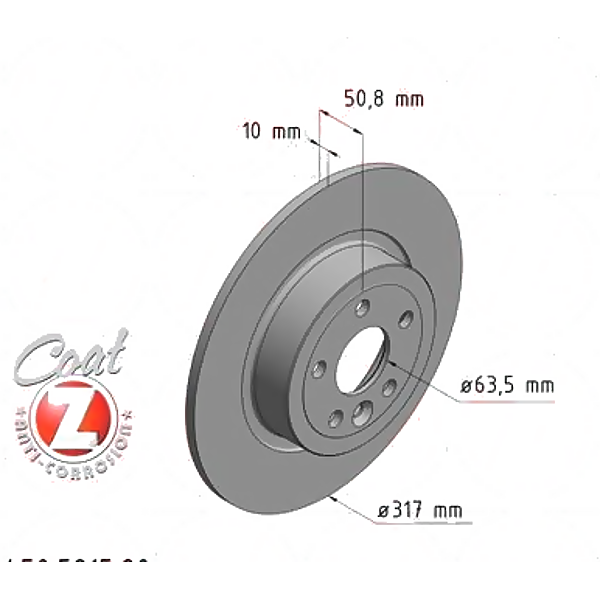 ZIMMERMANN 450.5215.20 диск тормозной задн. 317x10 / 51-5x108 \ BMW (БМВ) f01 / f10 3.0 / 4.4i / d 09