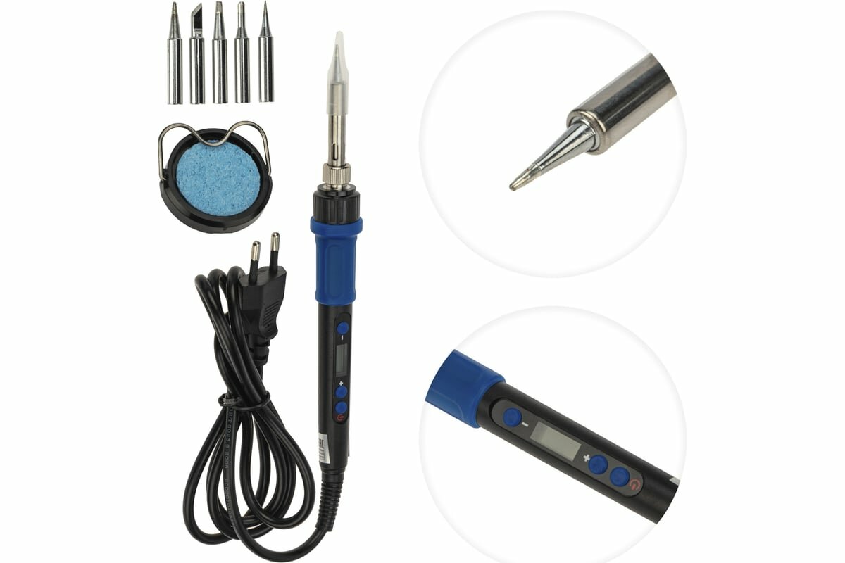 REXANT паяльник с регулировкой температуры и дисплеем керамический 65Вт5жал стойка 12-0621