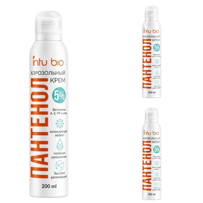 Пантенол Intu BIO крем для рук и тела, аэрозольный, 200 мл, 3 шт