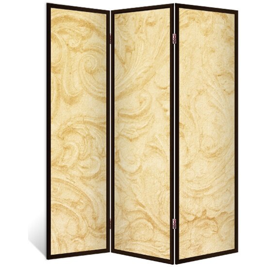 Ширма перегородка Декор Депо для комнаты деревянная "Муромский мрамор" двухсторонняя с картинкой (абстр) 3 створки венге 176х140 см 11 кг