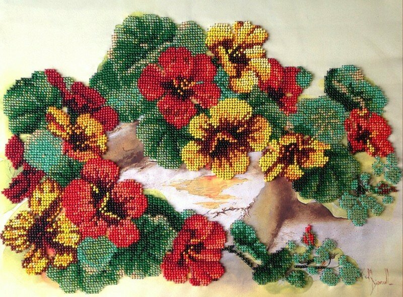 Набор для вышивания FeDi #КВ515 Настурция, Вышивка бисером, 37 х 28 см