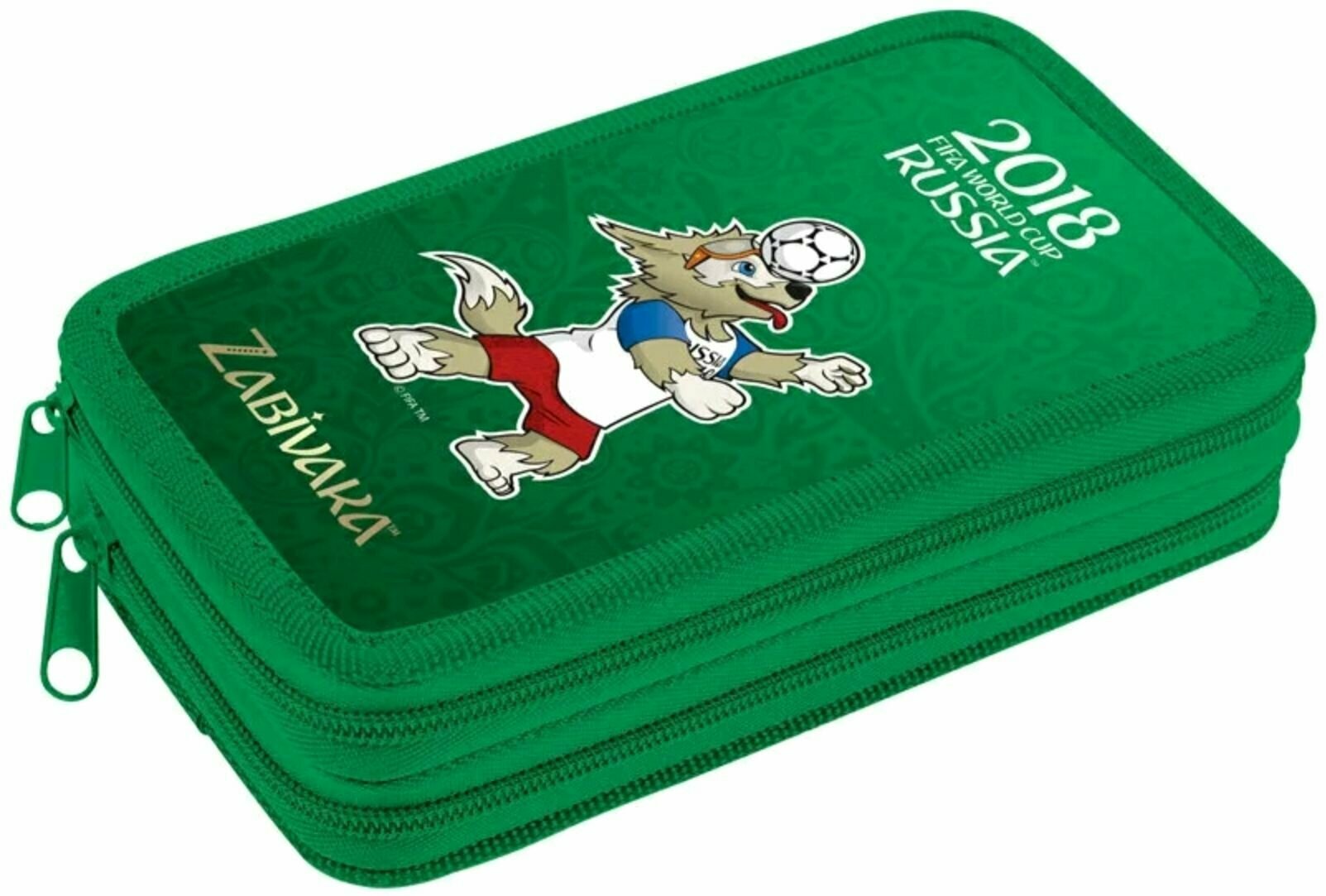 Пенал Забивака, с 2 отделениями, зеленый. Чемпионат мира FIFA 2018