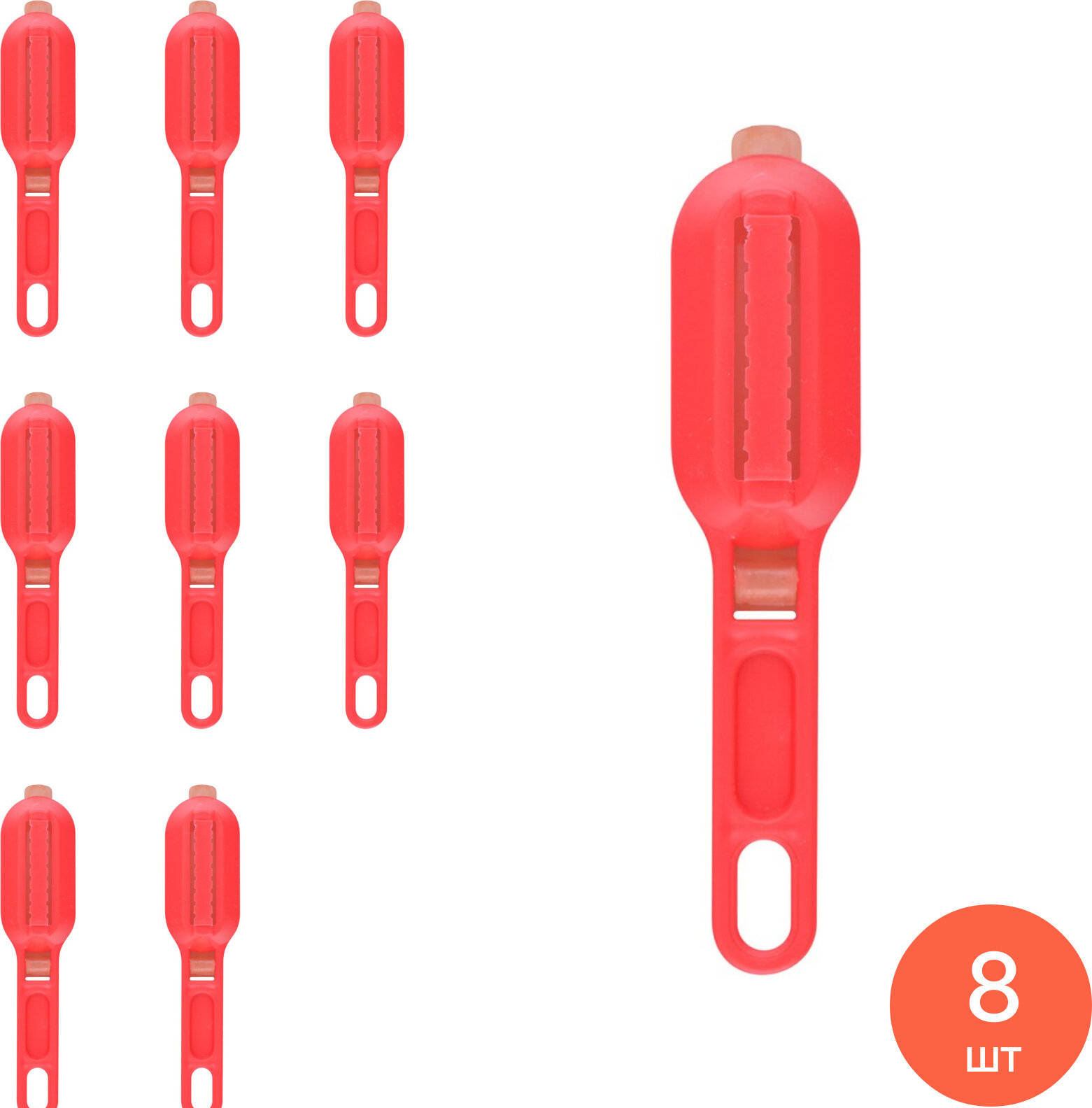 Рыбочистка MultiDom / МультиДом ручная, с контейнером, из полипропилена, красная, 17x3x3см / кухонные принадлежности (комплект из 8 шт)