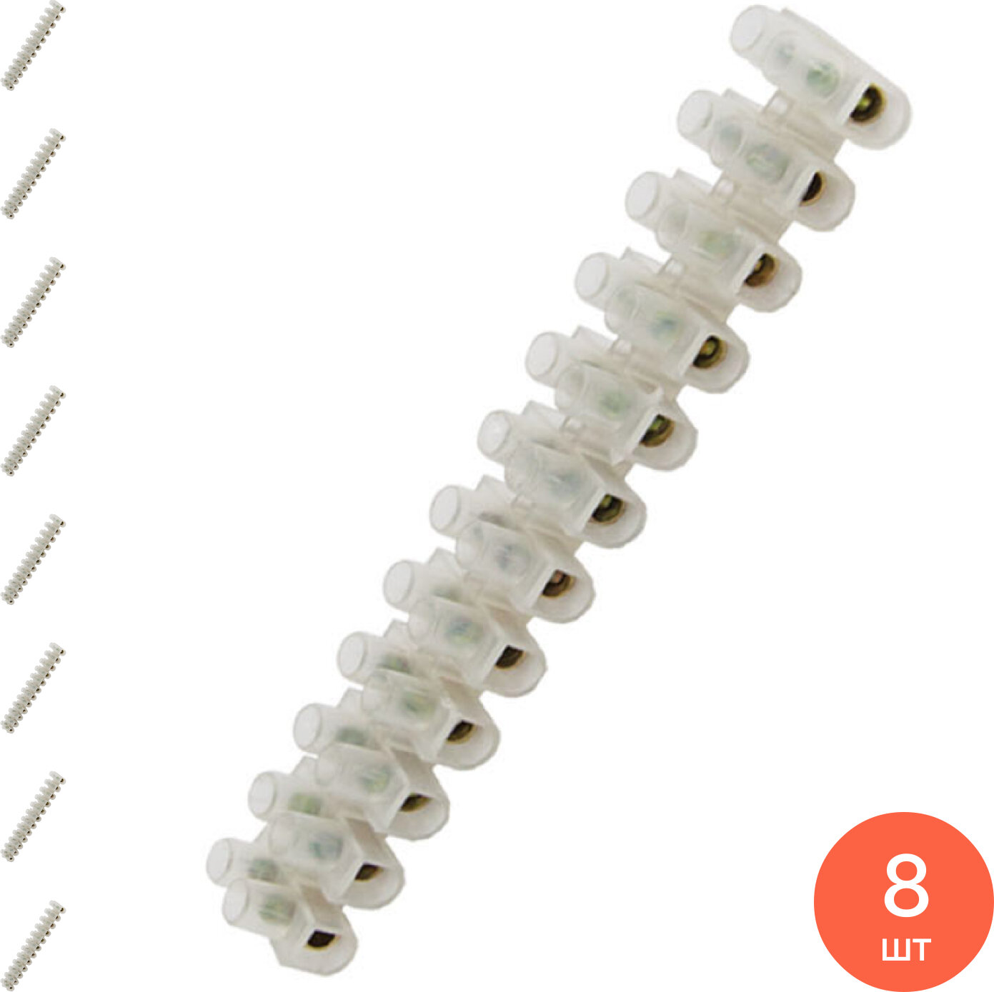 Клеммная колодка TDM Electric / ТДМ Электрик ЗВИ 10 винтовая в корпусе из полиэтилена, белая 12 полюсов, сечение 1.5-6мм2, 10А, 400В / электрика (комплект из 8 шт)