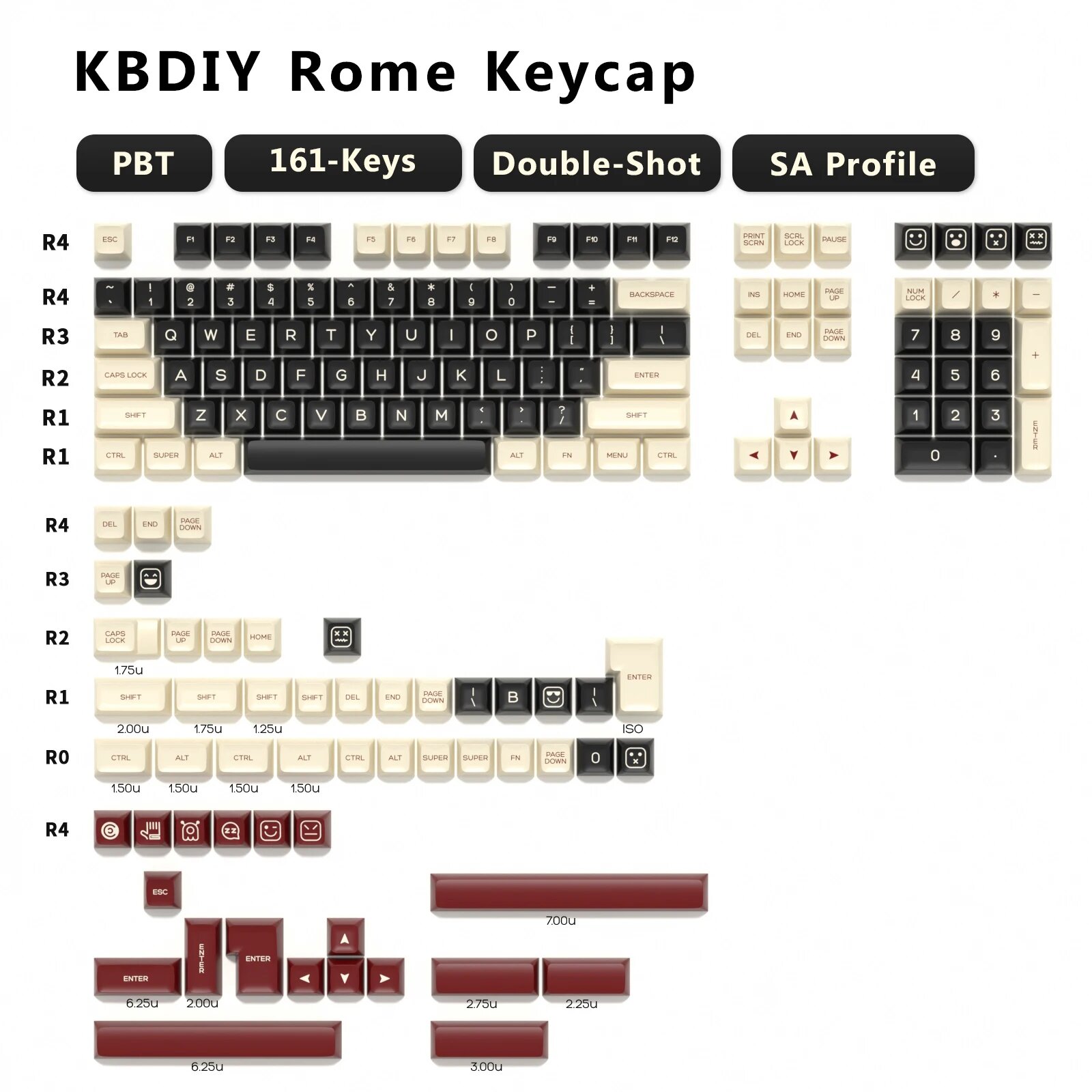 KBDiy GMK WOB Кейкапы для механической клавиатуры Rome