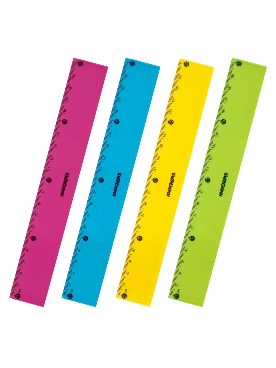 Школьная линейка 20 см, 4 шт.