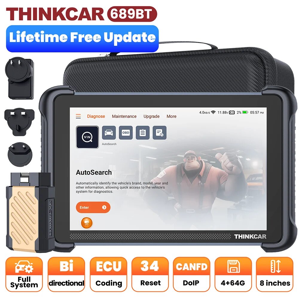 THINKCAR THINKSCAN 689BT CANFD DOIP OBD2 диагностический инструмент 34 сброс автомобильный сканер полная система кодирования ЭБУ двунаправленное сканирование управления