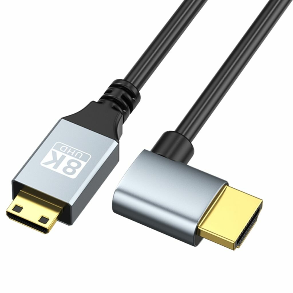 Металлический видеокабель mini HDMI-HDMI версии 2.1 8K-2m-слева