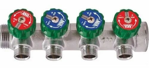 Коллектор регулирующий для водоснабжения Millennium 1" х 3/4" на 4 выхода под евроконус. Арт. MKRK41034