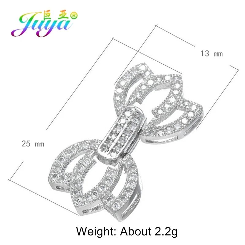 Juya Застежка для украшений, бантик, White Gold, 25 мм