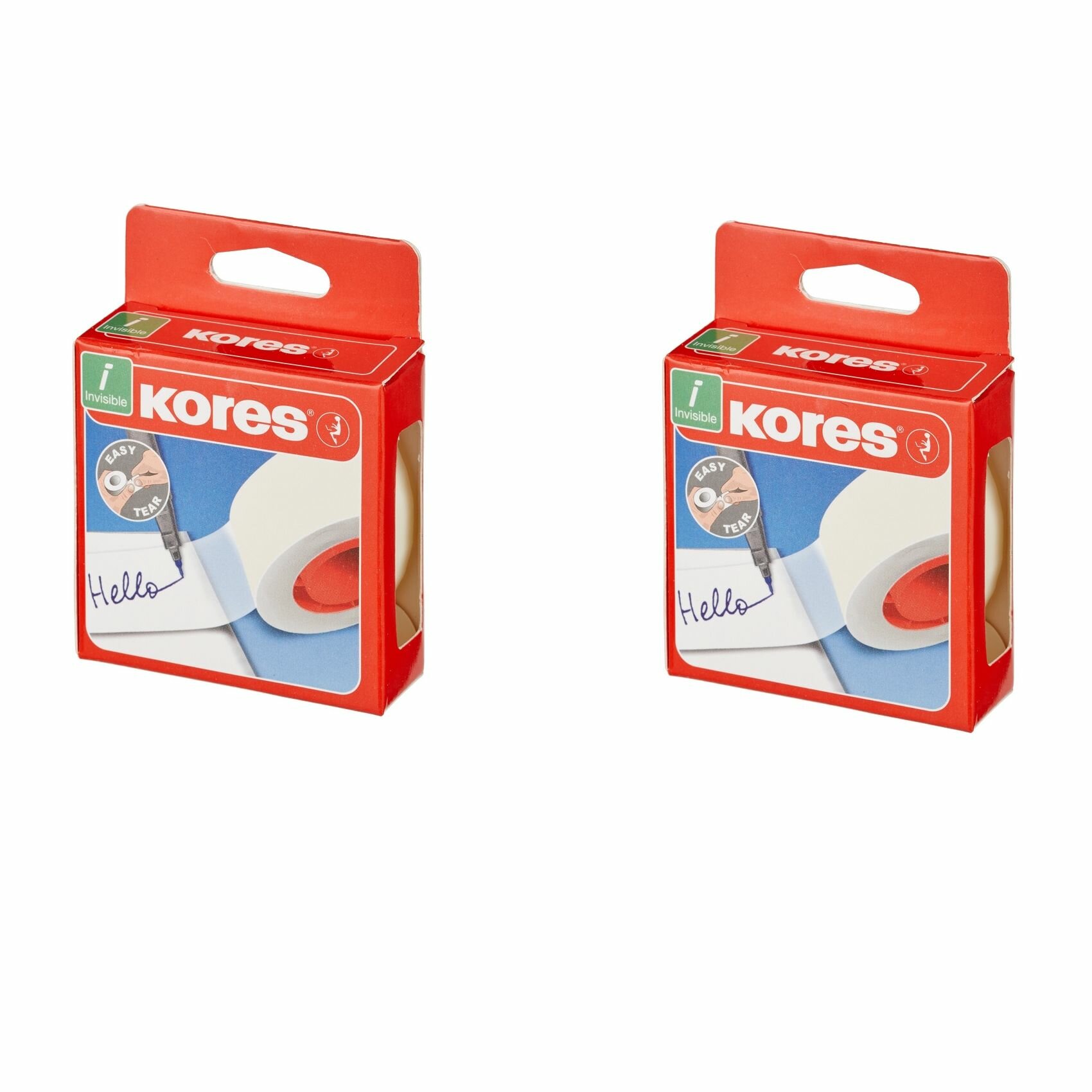 Kores Клейкая лента канцелярская, 19 мм х 33 м, невидимая, 2 уп.