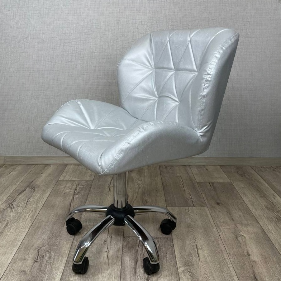 Стул для мастера на колесиках, FitBest, Ракушка, экокожа, перламутровый