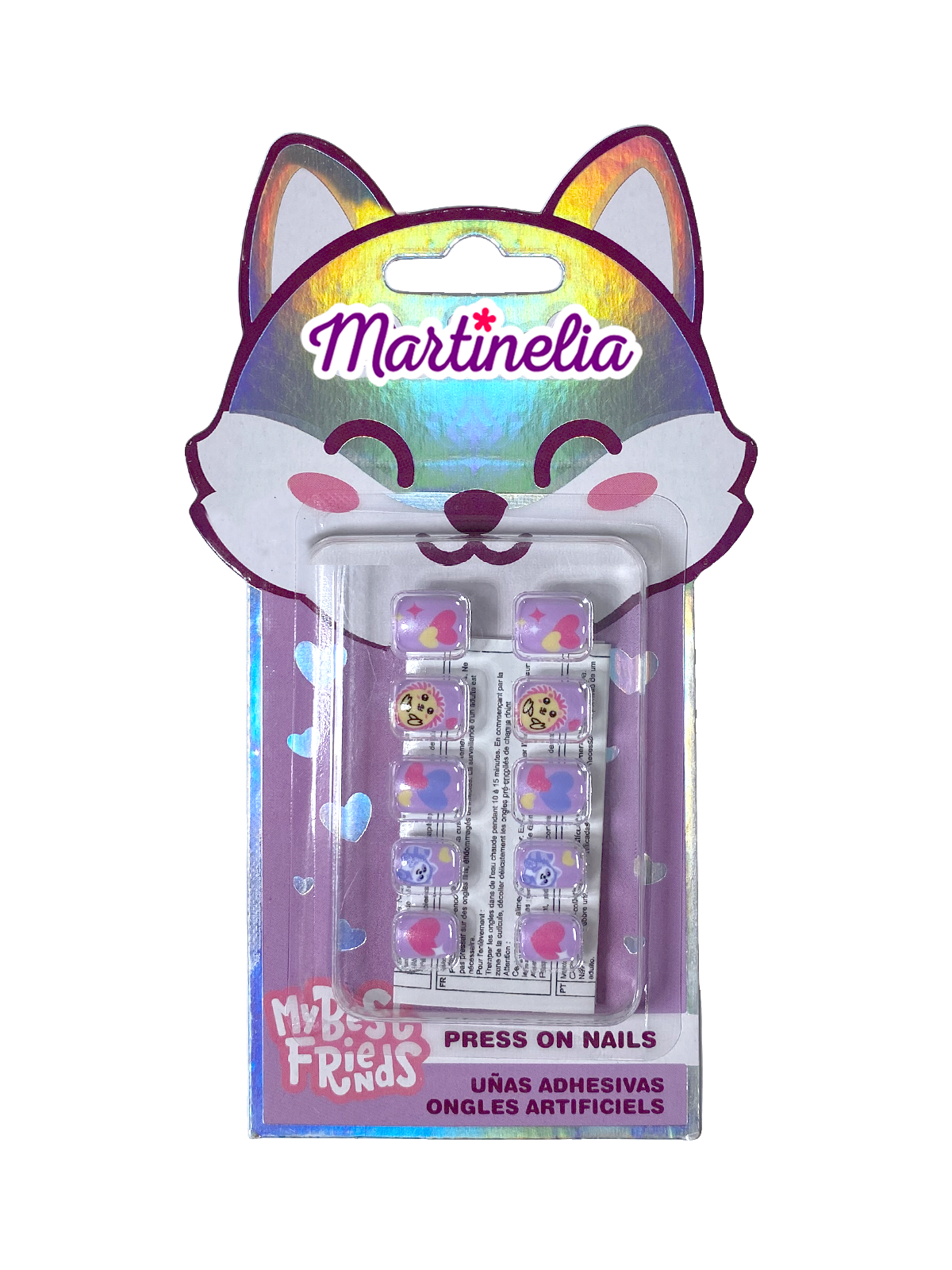 Набор накладных ногтей "Martinelia" 35080v, сиреневые, квадратные, с дизайном, 10 шт