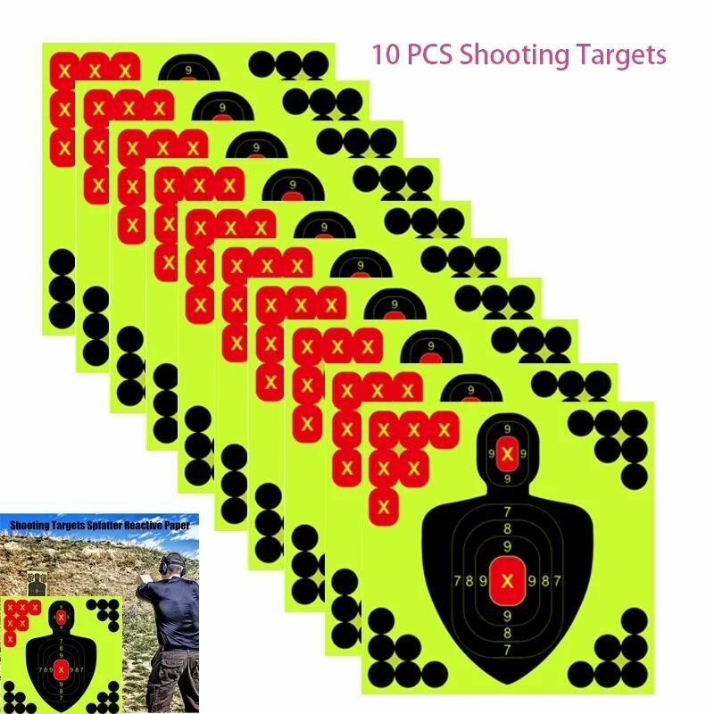 8-дюймовые стрелковые мишени с ударопрочными бумажными наклейками для обучения стрельбе