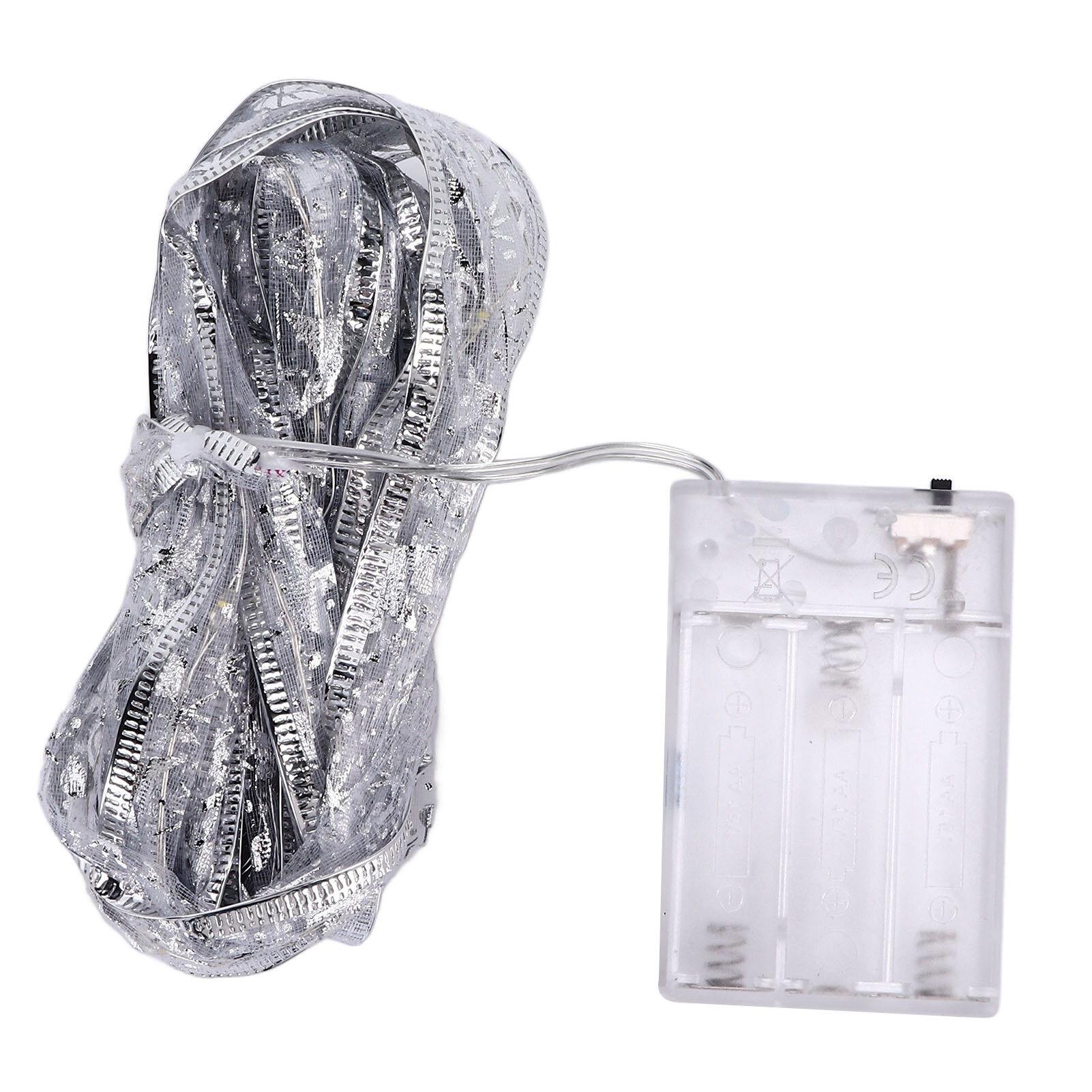 Светодиодная рождественская лента длиной 13,12 фута, водонепроницаемая декоративная лампа для рождественской елки, серебряная световая лента, красочный свет