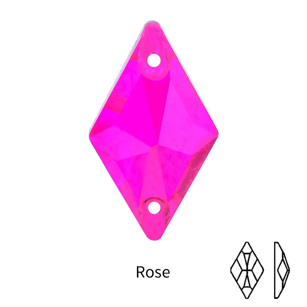 Розовые стразы Rhombus 11x19mm