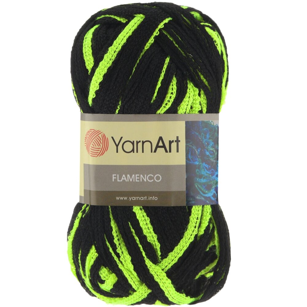 Пряжа для вязания YarnArt - Flamenco 329 черно-зеленый 1 уп 100 гр/30 м 100% акрил