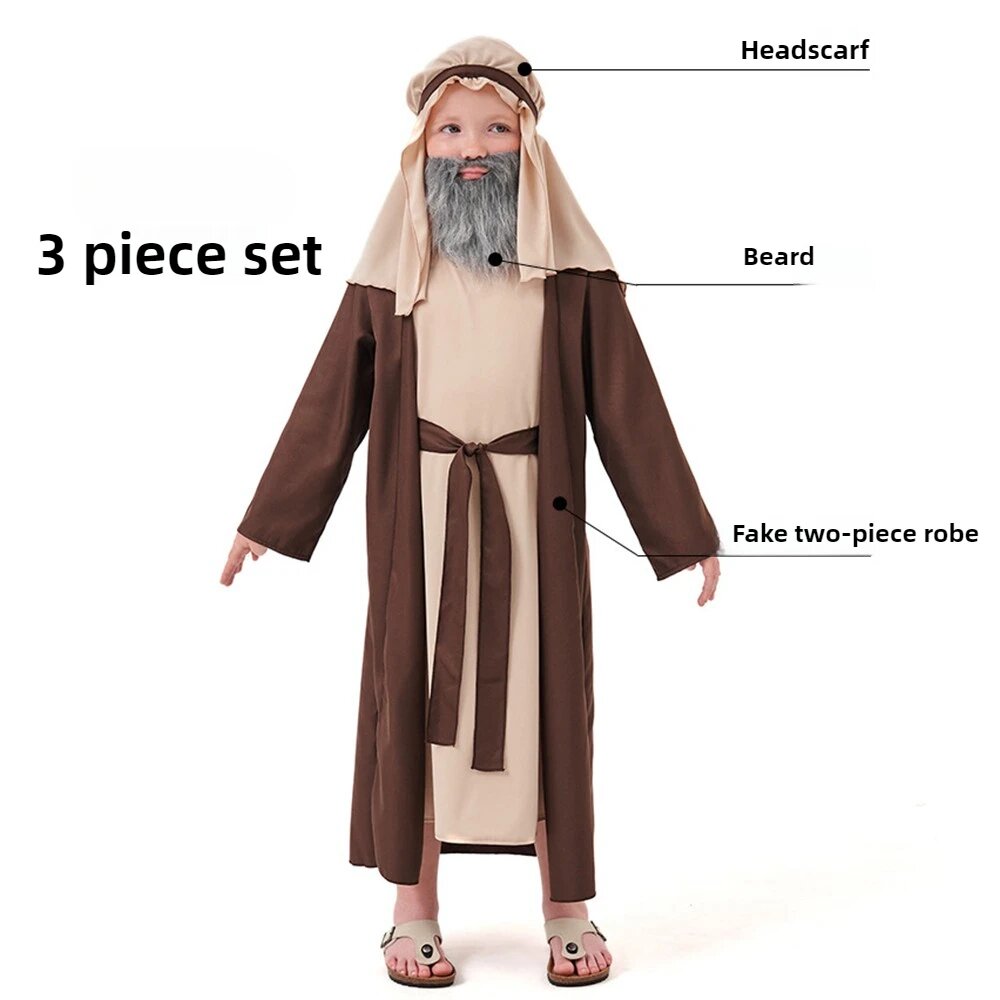 Костюм Святого Иосифа для мальчика, полиэстер S, Коричневый, Коричневый