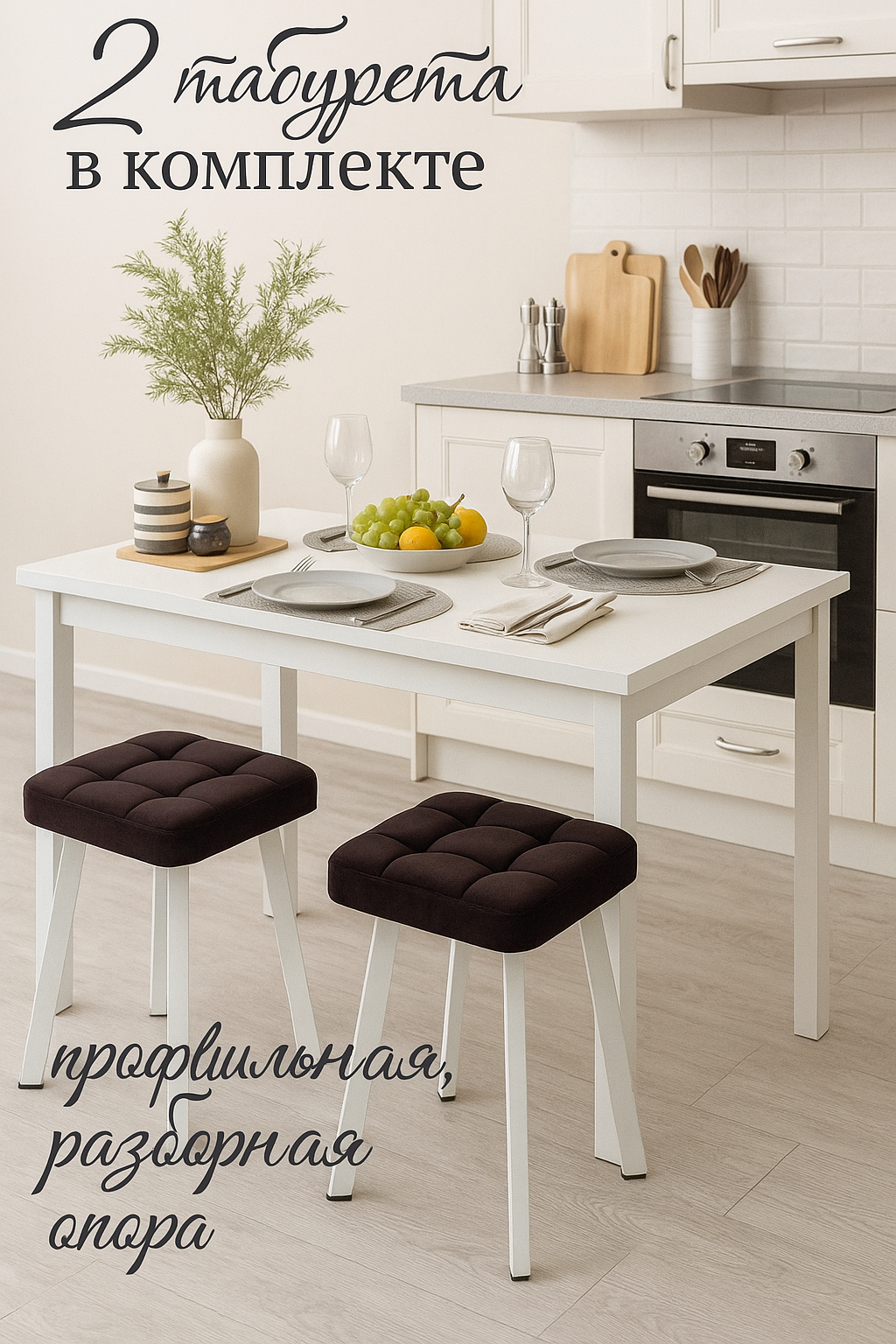 Табуреты Harmony Style "Лофт" для кухни, мягкие, антивандальные, квадратные, разборные 2 шт