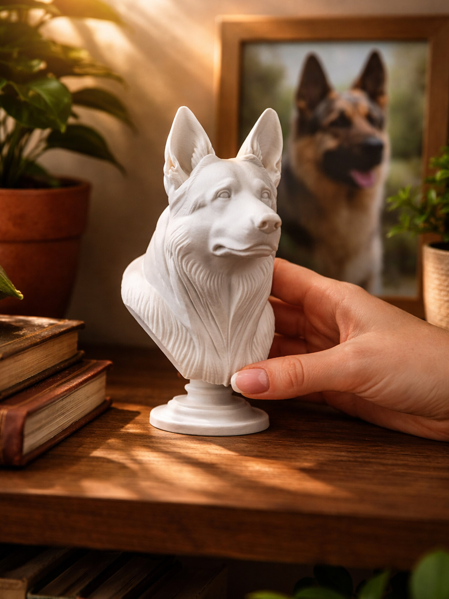 Статуэтка бюст собаки (Немецкая овчарка). Декоративная фигурка для интерьера