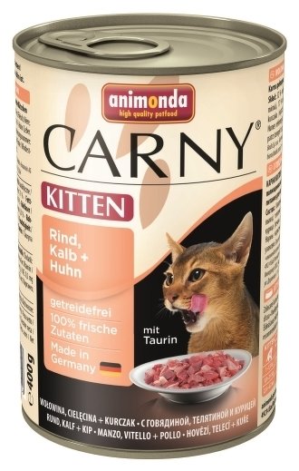 Влажный корм для котят Animonda Carny, беззерновой, с курицей, с ...