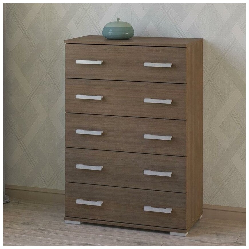 Комод узкий 5 ящиков 70х37.4х101.6 см. МагМебель 97 ясень шимо тёмный