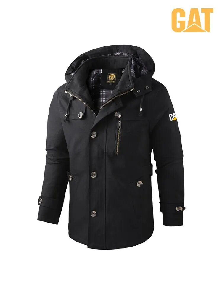 Пуховик Caterpillar удлиненное мужское пальто с капюшоном, стильная рабочая куртка большого размера