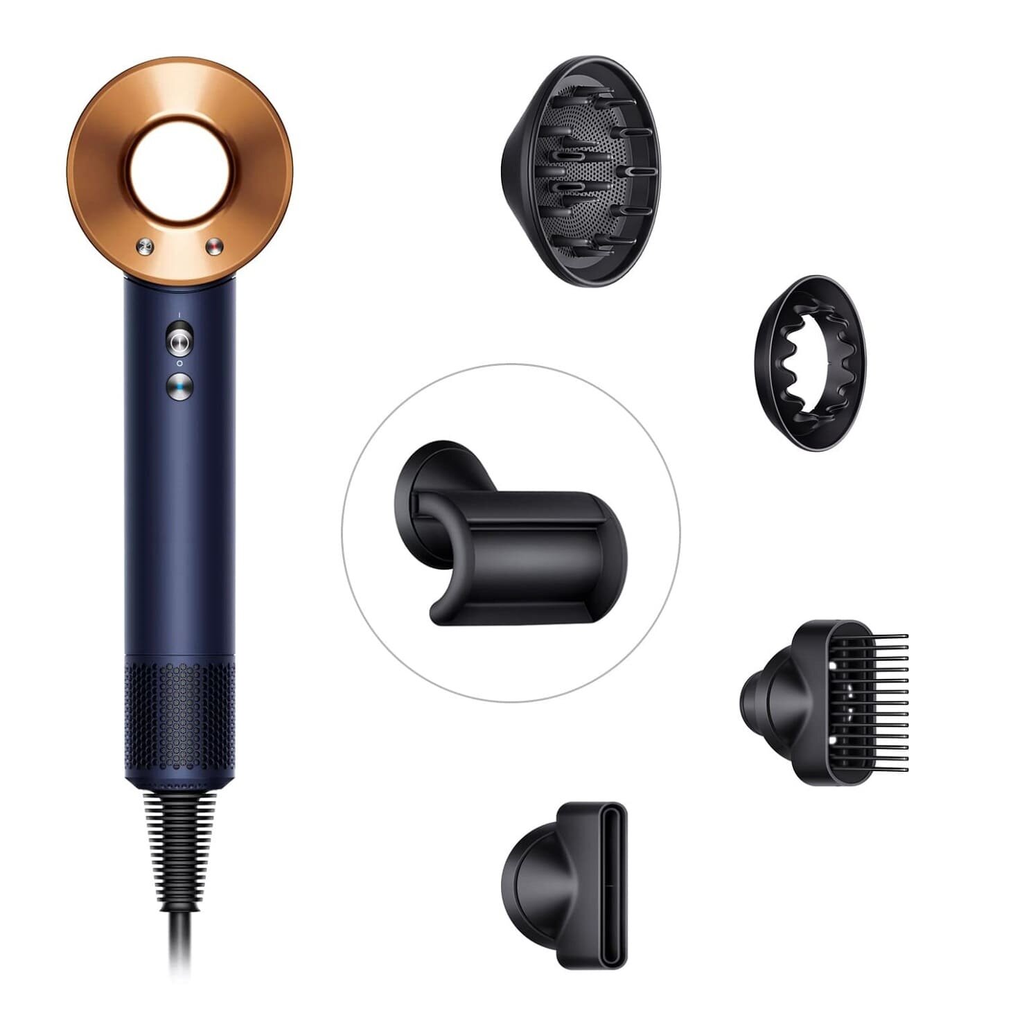 Фен Dyson Supersonic HD07 (синий/медный) с 5 насадками и кейсом