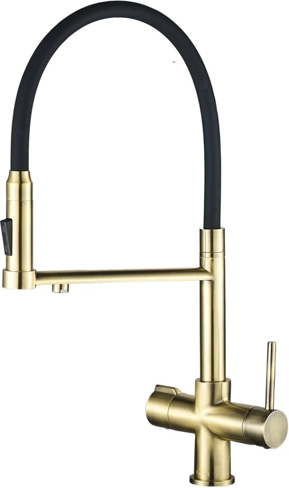 Смеситель для кухни Zorg SH 2003 BRONZE с подключением к фильтру, гибким изливом, бронза