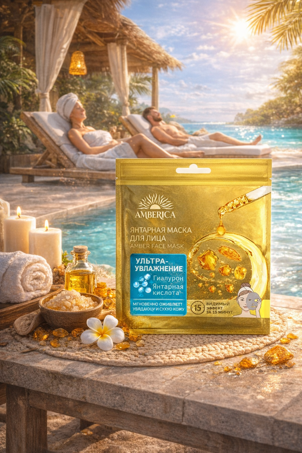 Янтарная маска Amberica, для ультраувлажнения, для всех типов кожи